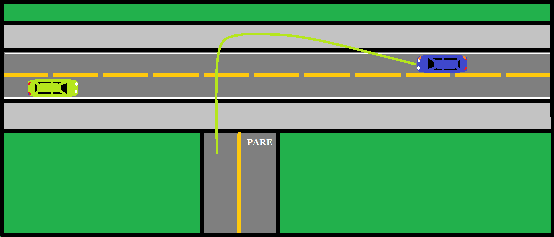 Conversão à esquerda em rodovias. | Eu estou dirigindo.