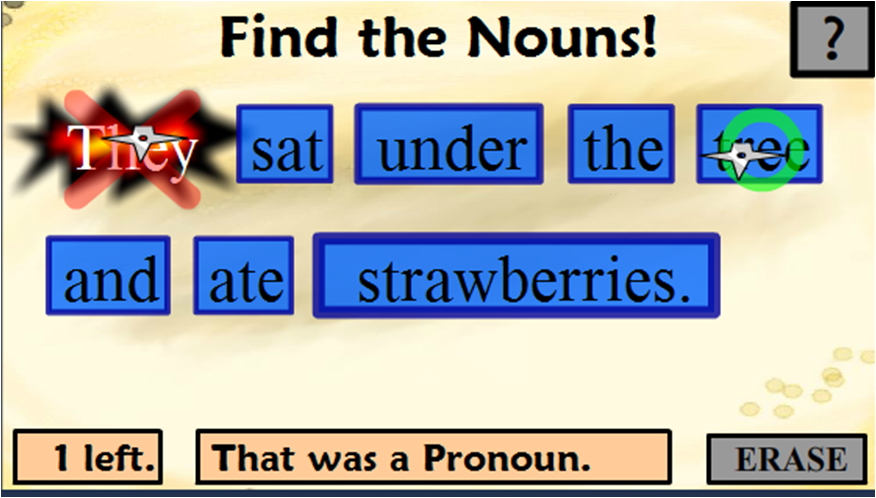 A Crucial Week: Grammar Ninja - identifying parts of speech