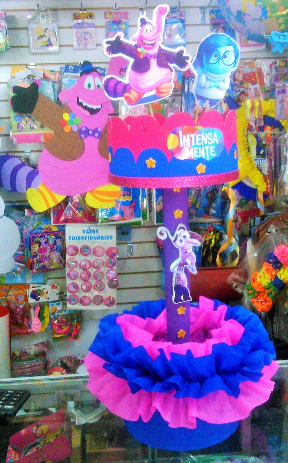 COTILLON.DECORACION CUMPLEAÑOS INFANTILES: CENTRO DE MESA DE INTENSAMENTE