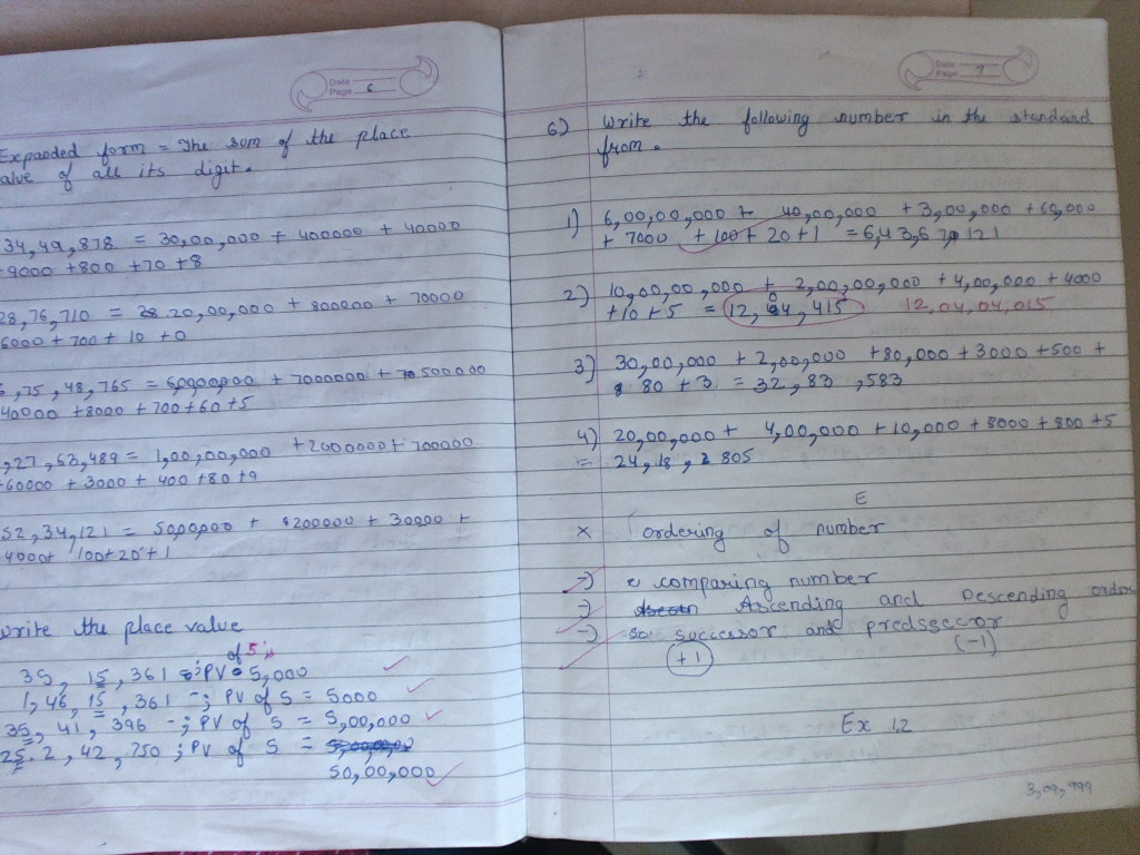 PIS VADODARA STD 5: grade 5 math notebook