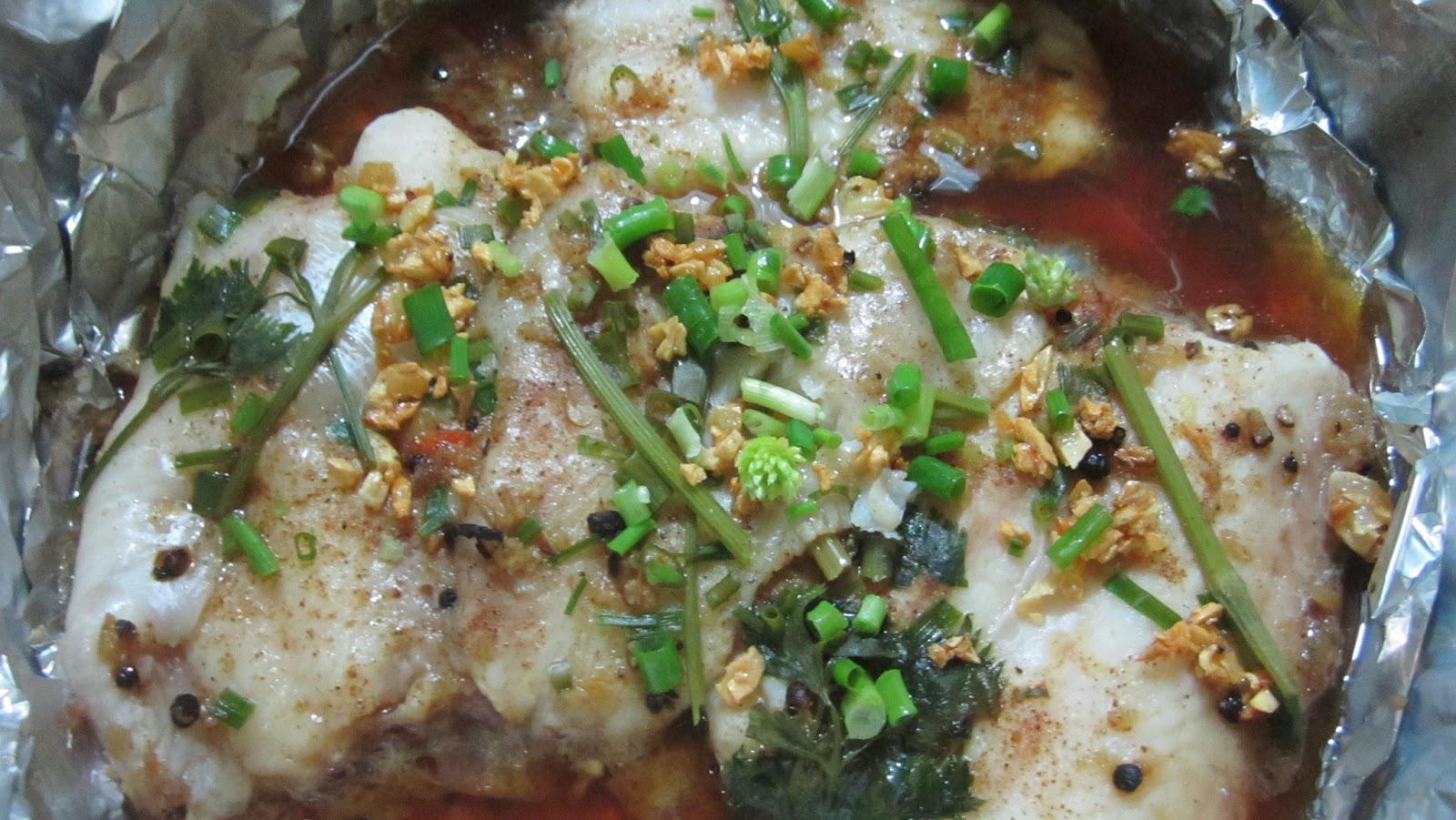 .: STEAMED CREAM DORY WITH TOASTED GARLIC AND GREEN ONIONS