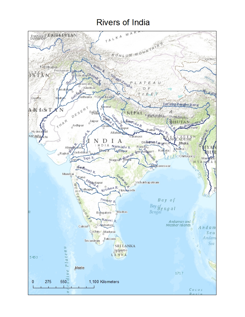 10 Rivers On Physical Map Of India - Map