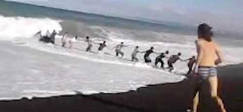 Nothing To Do With Arbroath: Beach-goers formed human chain to save ...