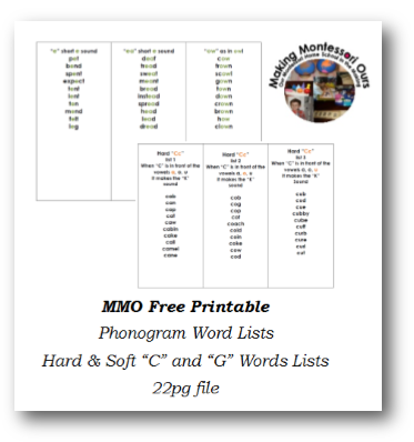 Green Series Word Lists, Montessori Language At Home - "Making ...