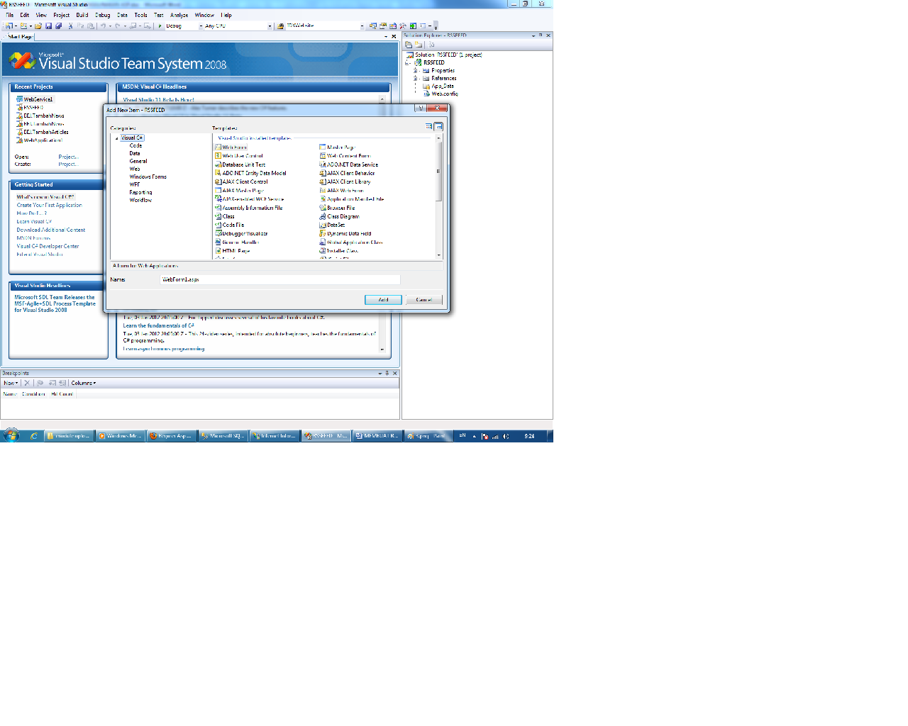 Beginer Asp.Net C#: MEMBUAT RSSFEED DENGAN MENGGUNAKAN ASP.NET DENGAN VISUAL STUDIO 2008/2010 ...