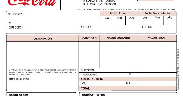 pre-prensa digital: FACTURA COCA-COLA VECTORIZADA