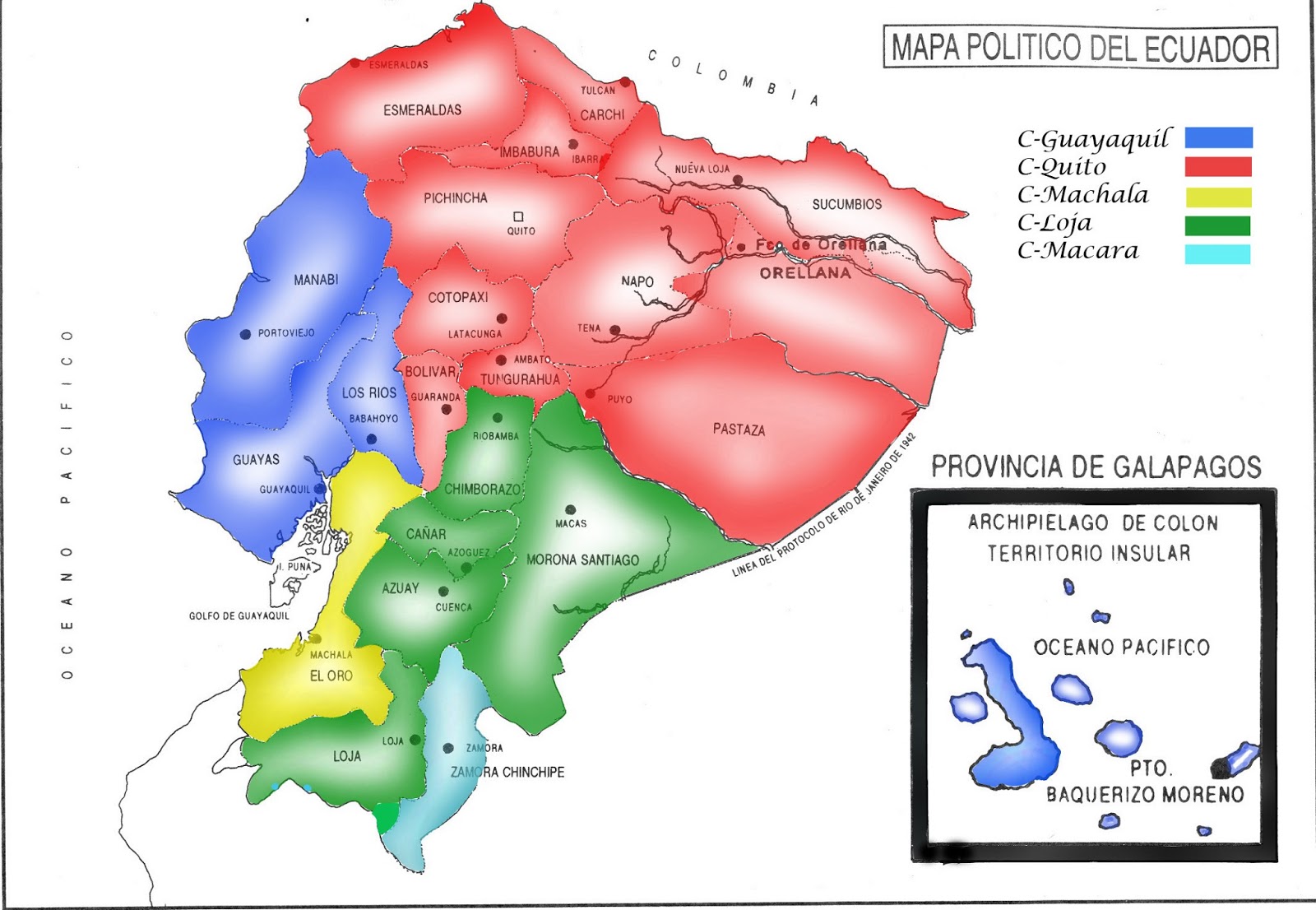 Mapa político del ecuador