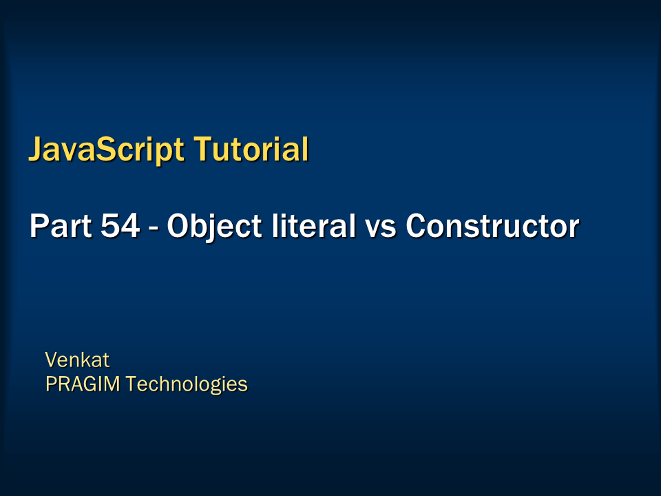 Sql Server And C Video Tutorial Object Literal Vs Object Constructor