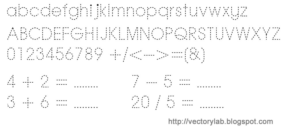 Dashed Lines Font for Preschoolers | Vectorylab - Free Vector ...