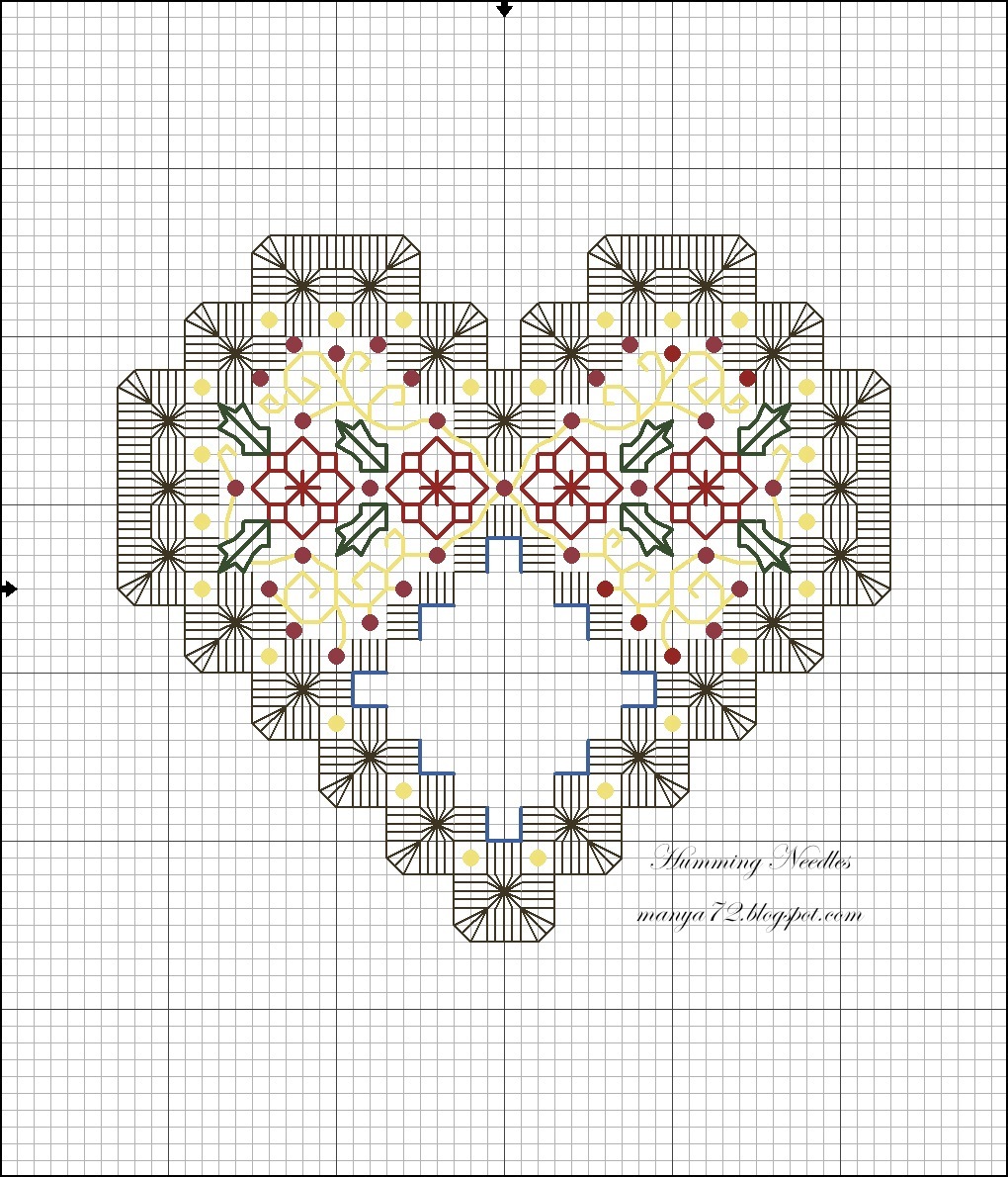 Humming Needles: Christmas Heart Ornament Pattern