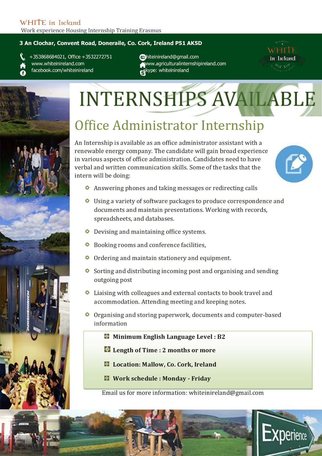 Work experience Housing Internship Training Erasmus in Ireland ...