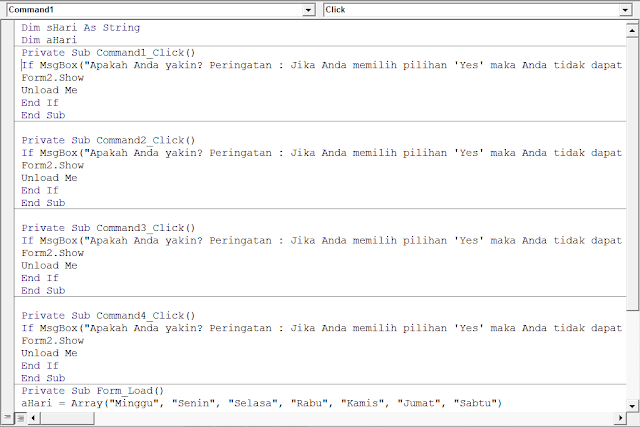 Contoh Program Visual Basic 6.0 menggunakan IF-THEN dan SELECT CASE - Nuradiw's Blog