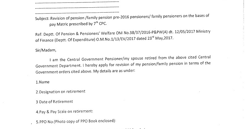 EX-SERVICEMEN WELFARE: 7th CPC Revision of Pension/Family pension on ...