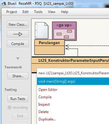 Membuat Coding Java Konstruktor Parameter Inputan Dengan Perulangan Menggunakan BlueJ - Backspace