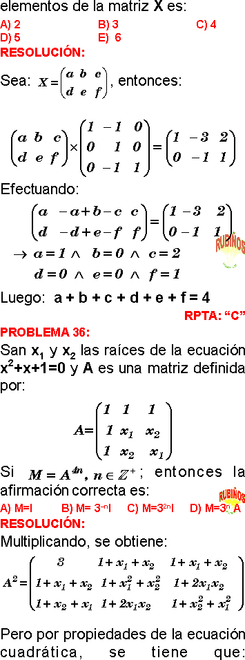 MATRICES EJERCICIOS RESUELTOS PDF