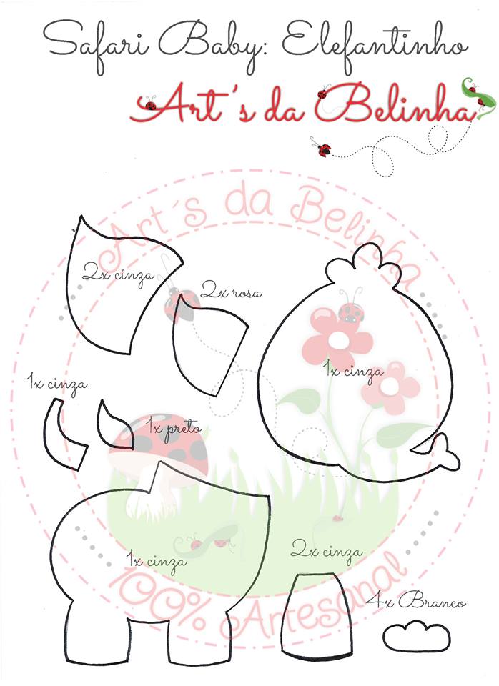 Molde de elefante em eva - Ver e Fazer