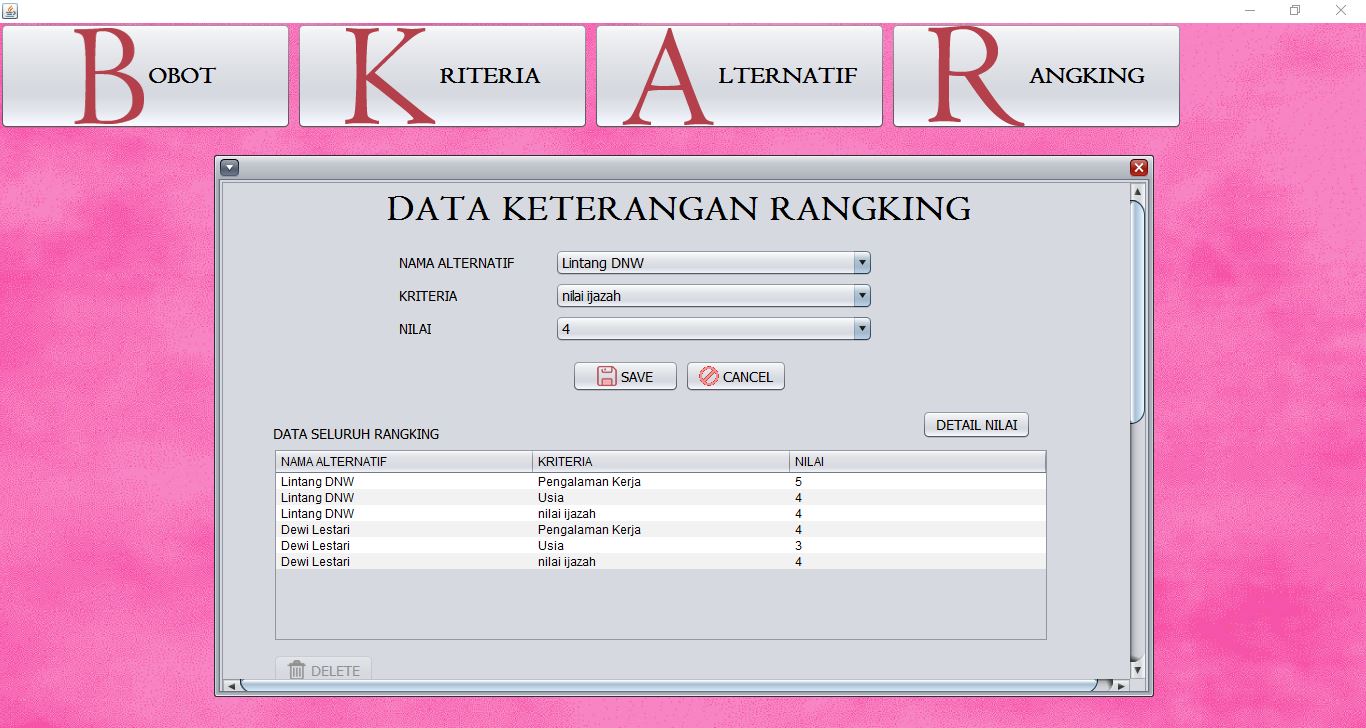 Hello Programmers: SPK Java Netbeans 8.1 Metode MADM SAW