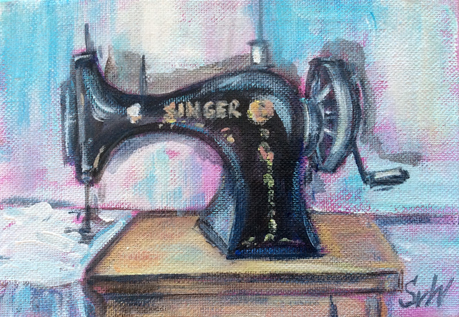Painted moments.: Singer sewing machine
