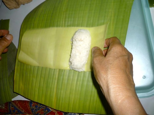 The making of Burasak, a Bugis traditional food.
