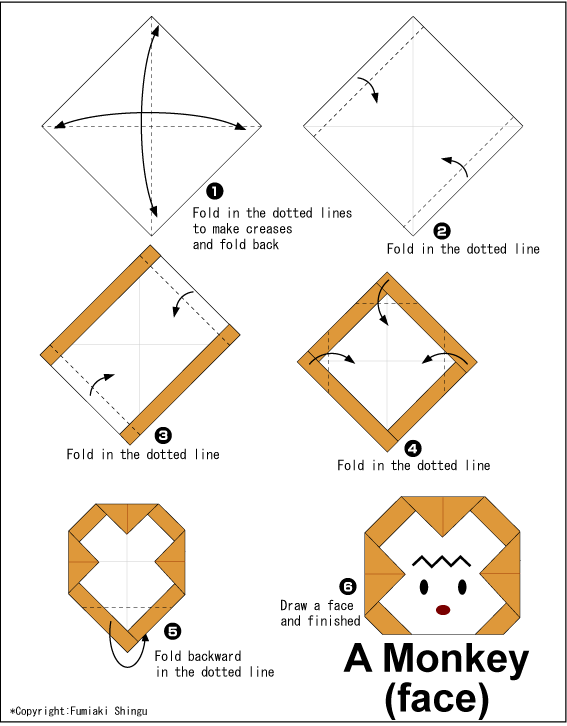 Origami Monkey Step By Step