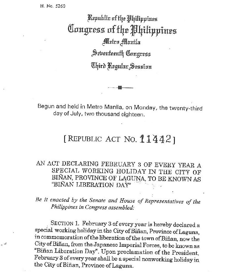 Philippine Holidays: Special Working Holiday in Biñan, Laguna every 3rd ...