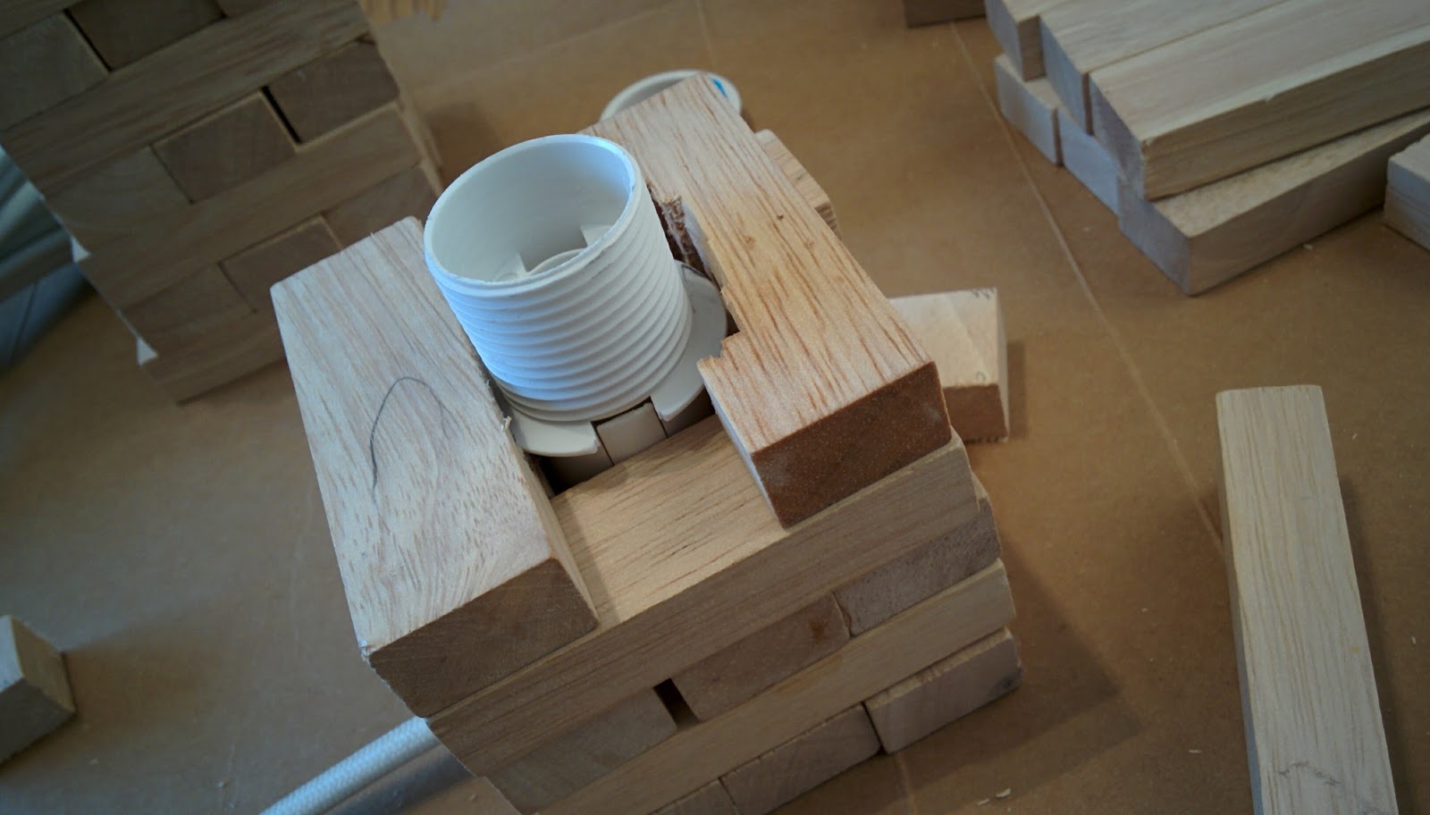 Makestuffathome: Jenga topple game lamp diy