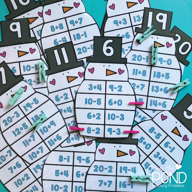 Snowman Addition and Subtraction Activity | From the Pond