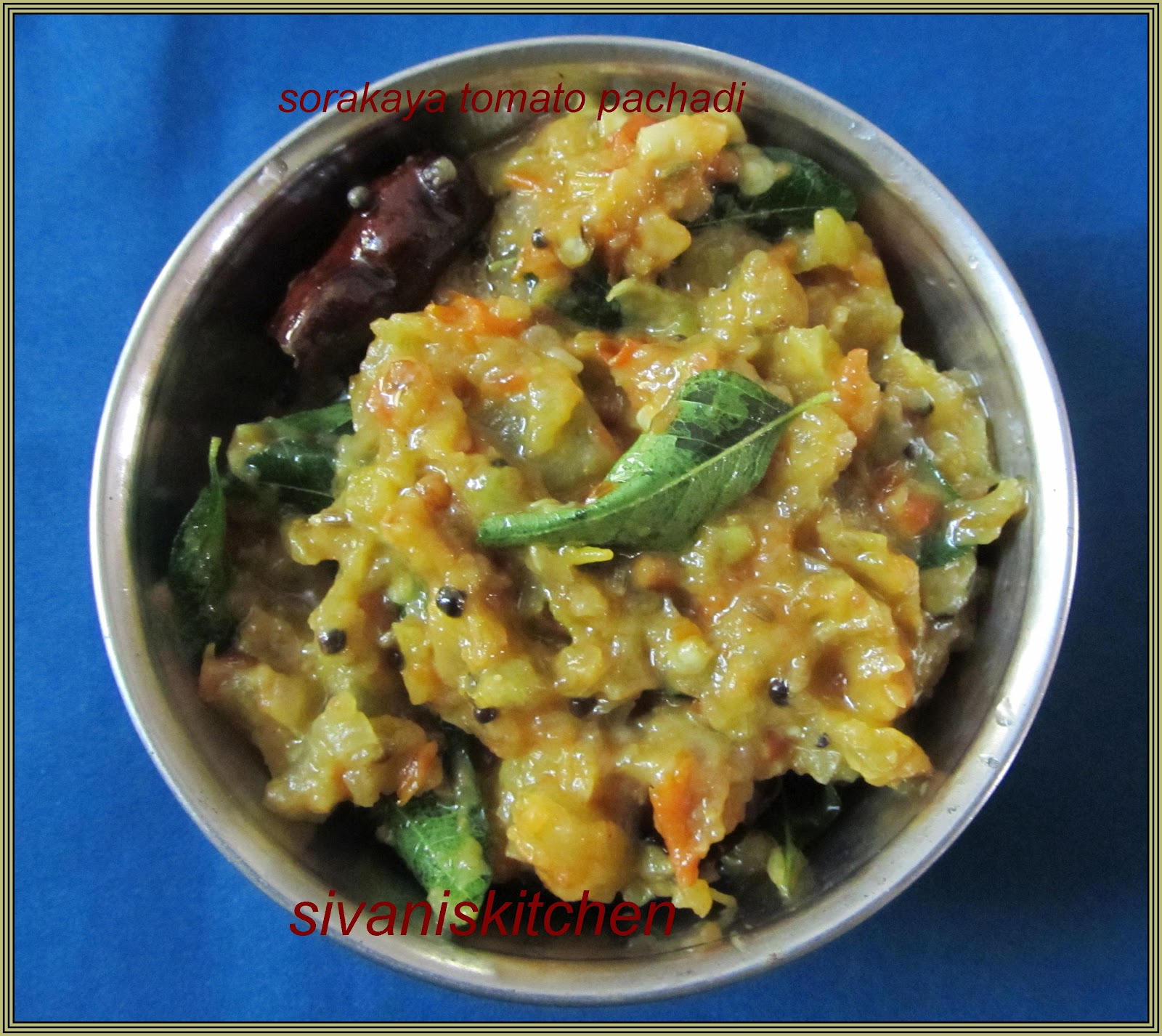 Sivani's Kitchen: Sorakaya Tomato Pachadi / Bottle Gourd Tomato Chutney