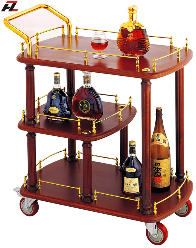 China hotel supplies manufacturer: Luxurious Drink Trolley with SS Handle