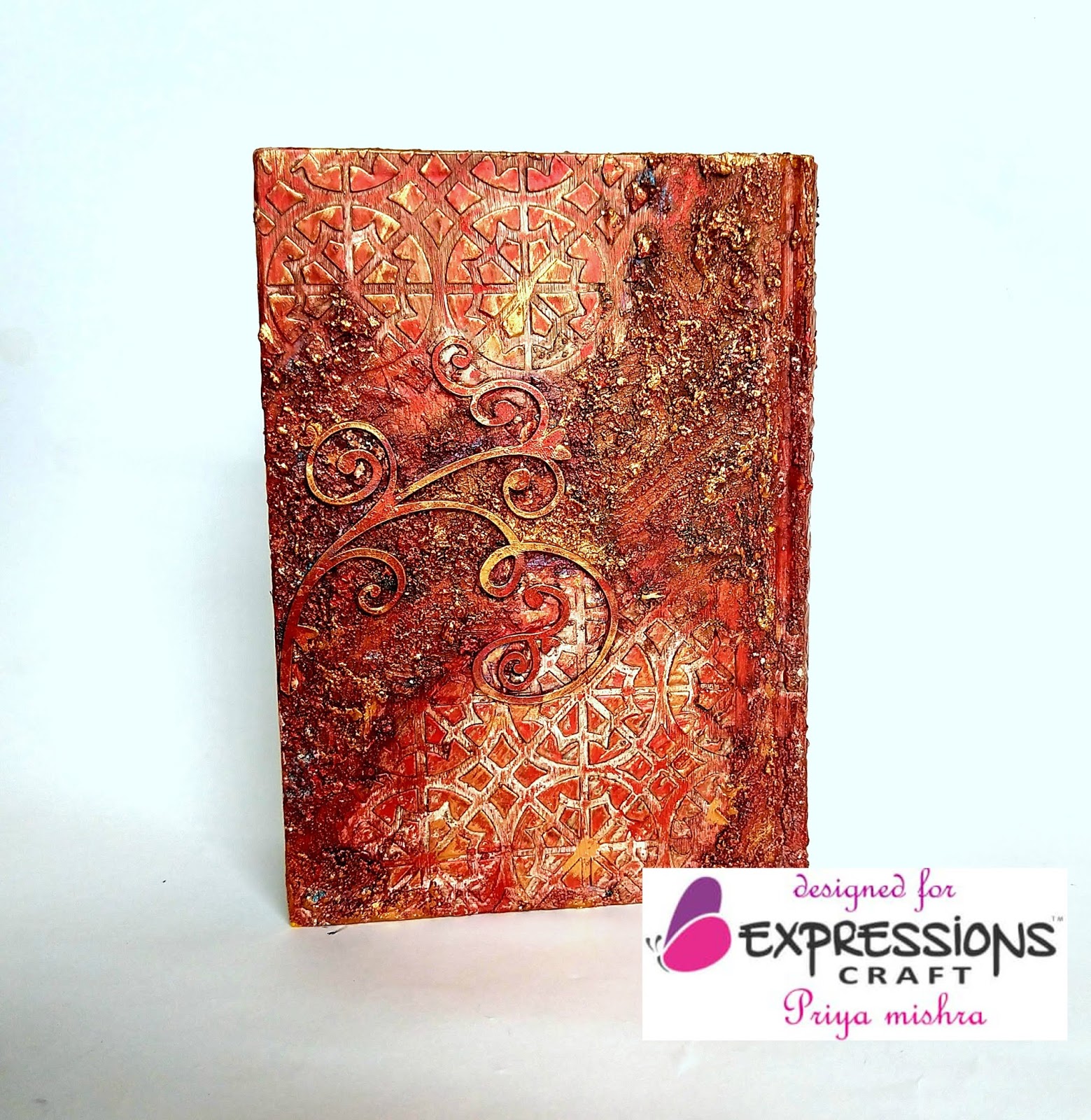 Priya Mishra Blog: Mixed Media Diary cover for Expressions Craft