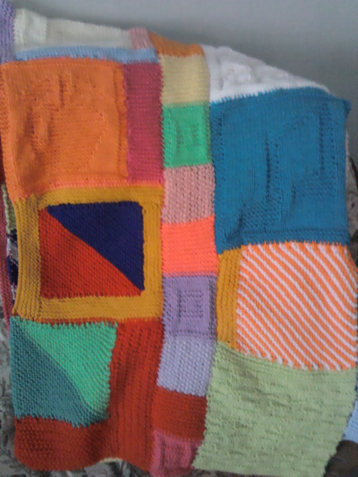 The Nutty Knitter: Stash Knitted Patchwork Blanket