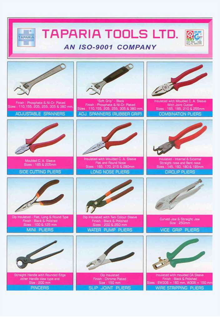 Taparia Hand Tools: Taparia Tools Price List and Catalogue