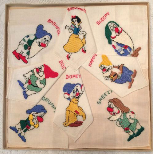 Filmic Light - Snow White Archive: 1938 Embroidered Hanky Boxed Sets by ...