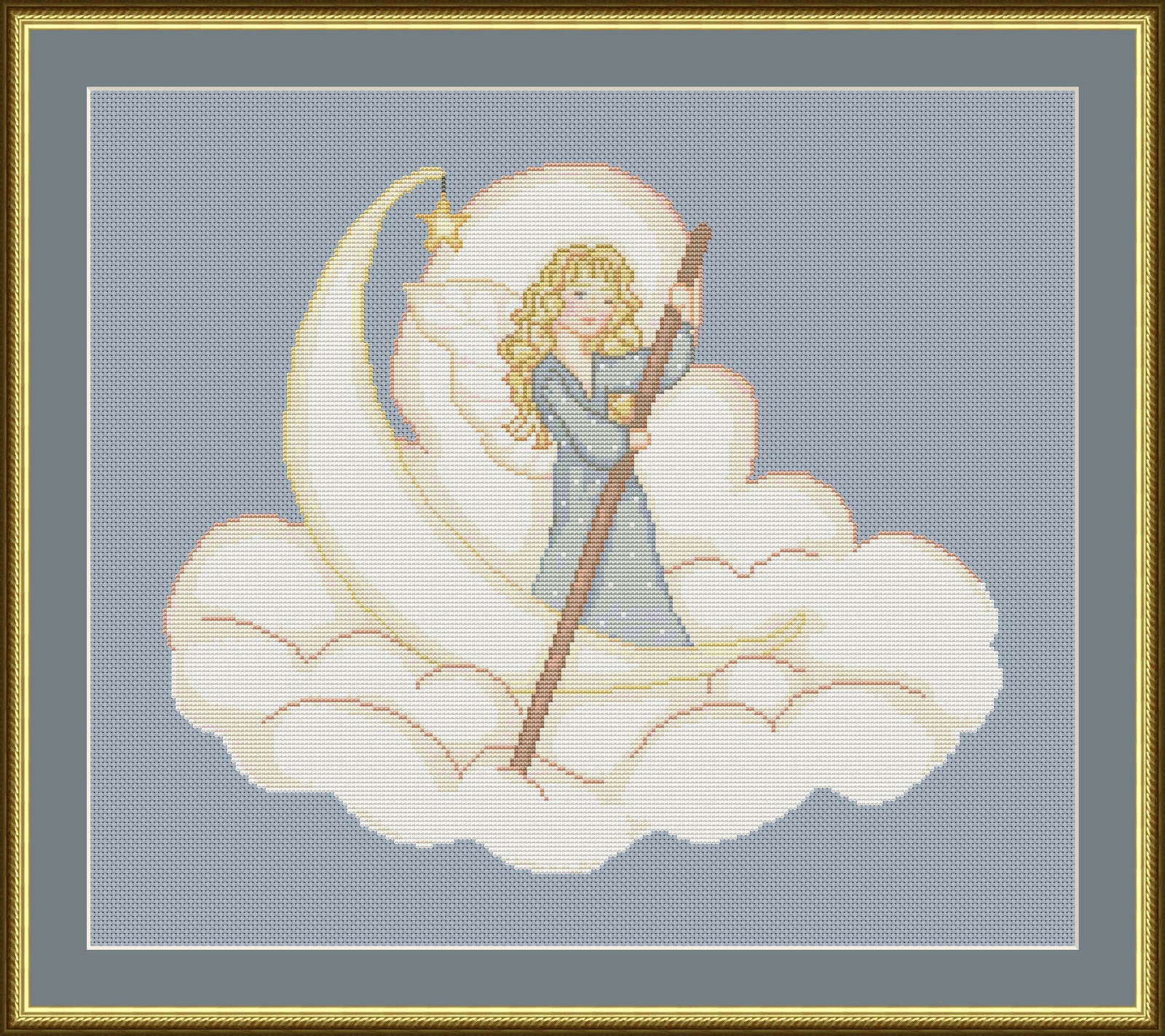Cross Stitch Works: Moon Angel in the Clouds 101111339 Free Cross ...