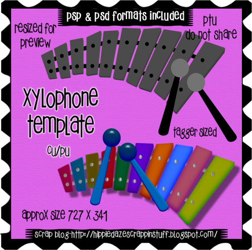 Hippiedaze Scrappin' Stuff: Xylophone CU Template - TS