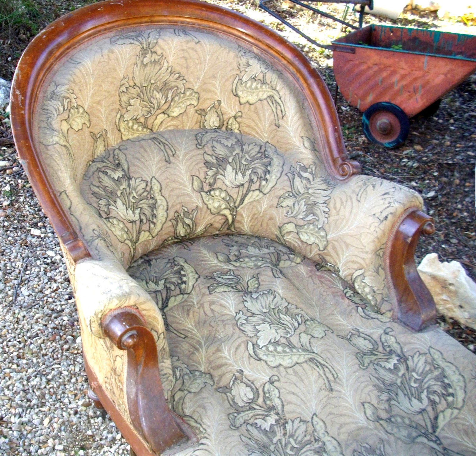ancienne méridienne noyer d'époque XIXeme banquette fauteuil empire ...
