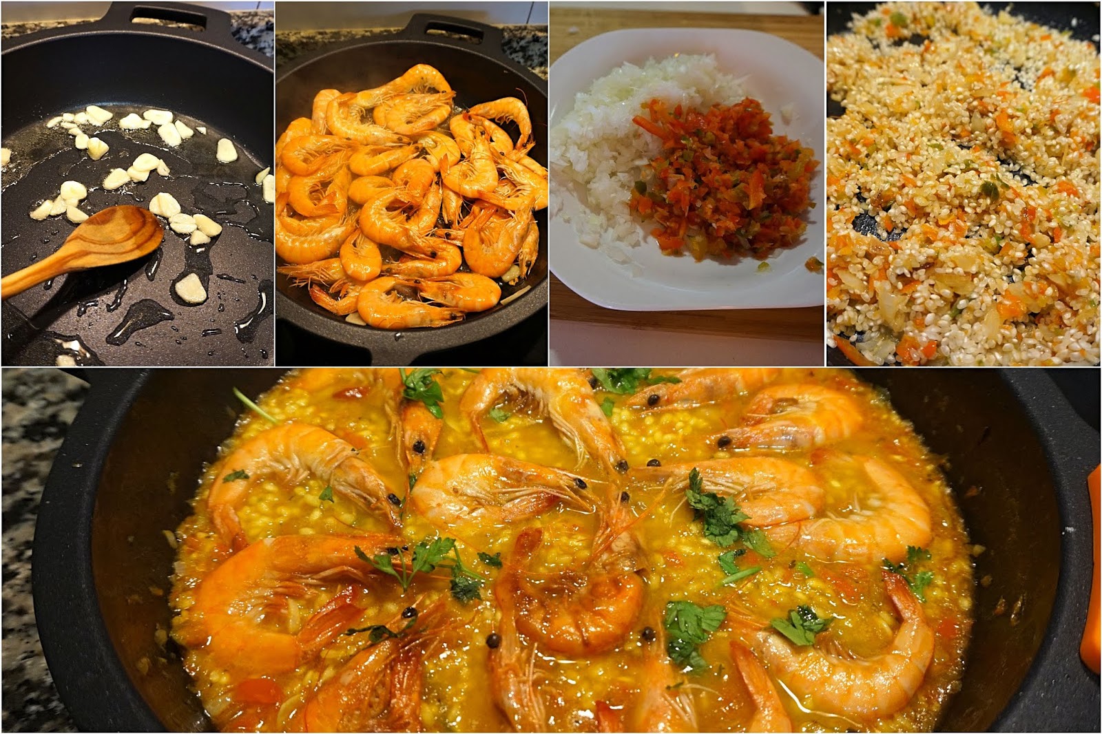 Arroz con langostinos.