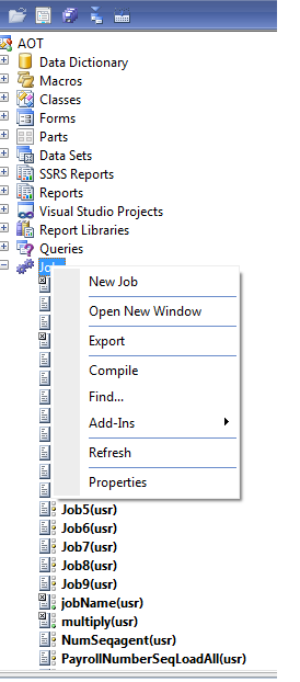 Daxygen: Create Simple AOT JOB in dynamics AX 2012