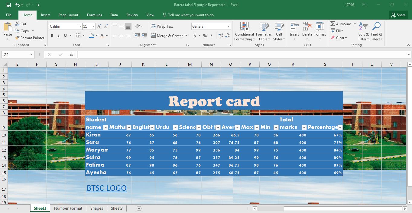 ICT Corner by BTSC: MS Excel - Student Projects 2017-18
