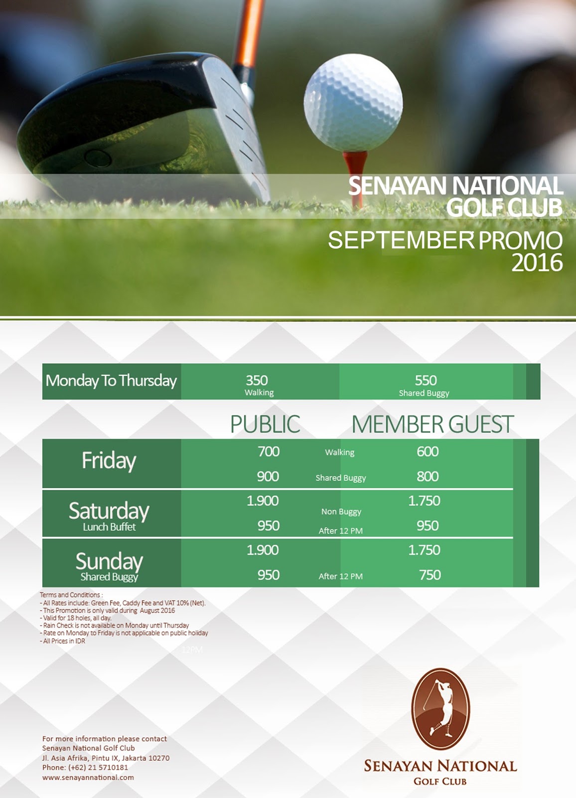 Promo Golf: Senayan National Golf Club September 2016 | Informasi Golf ...
