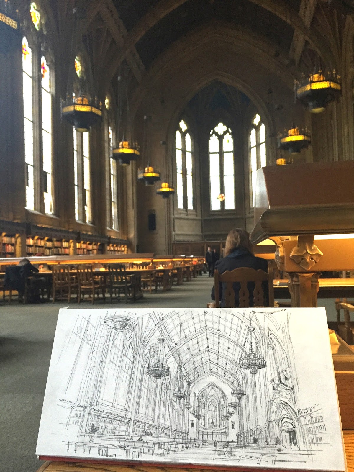 Drawing Perspectives: In the Quiet of Suzzallo, step-by-step