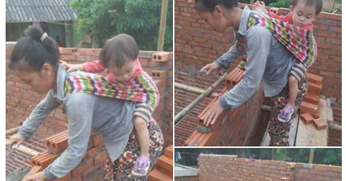 Jadi Buah Bibir Foto Wanita Gendong Anak Sambil Bekerja Seperti Kuli Bangunan.. Setelah ...
