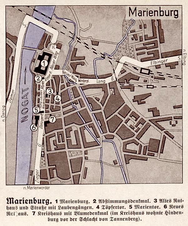 Stary Malbork: Malbork na przedwojennych mapach samochodowych