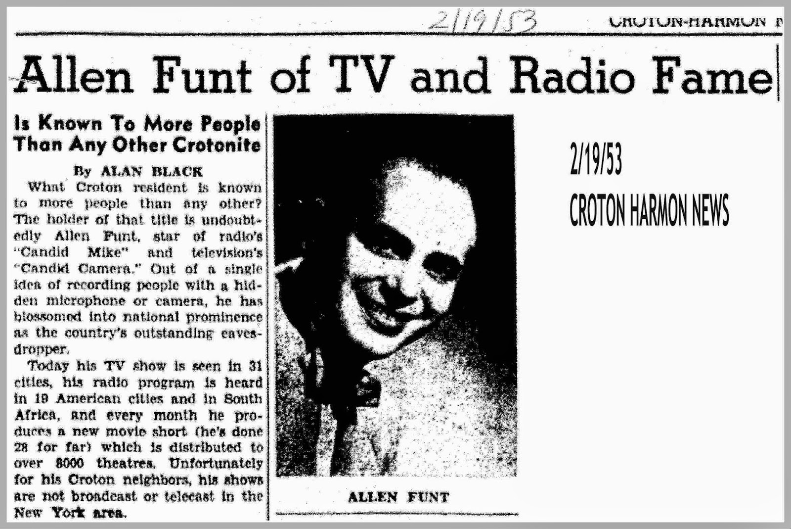 EverythingCroton: 1969, CROTON'S ALLEN FUNT ON PLANE HIJACKED TO CUBA!