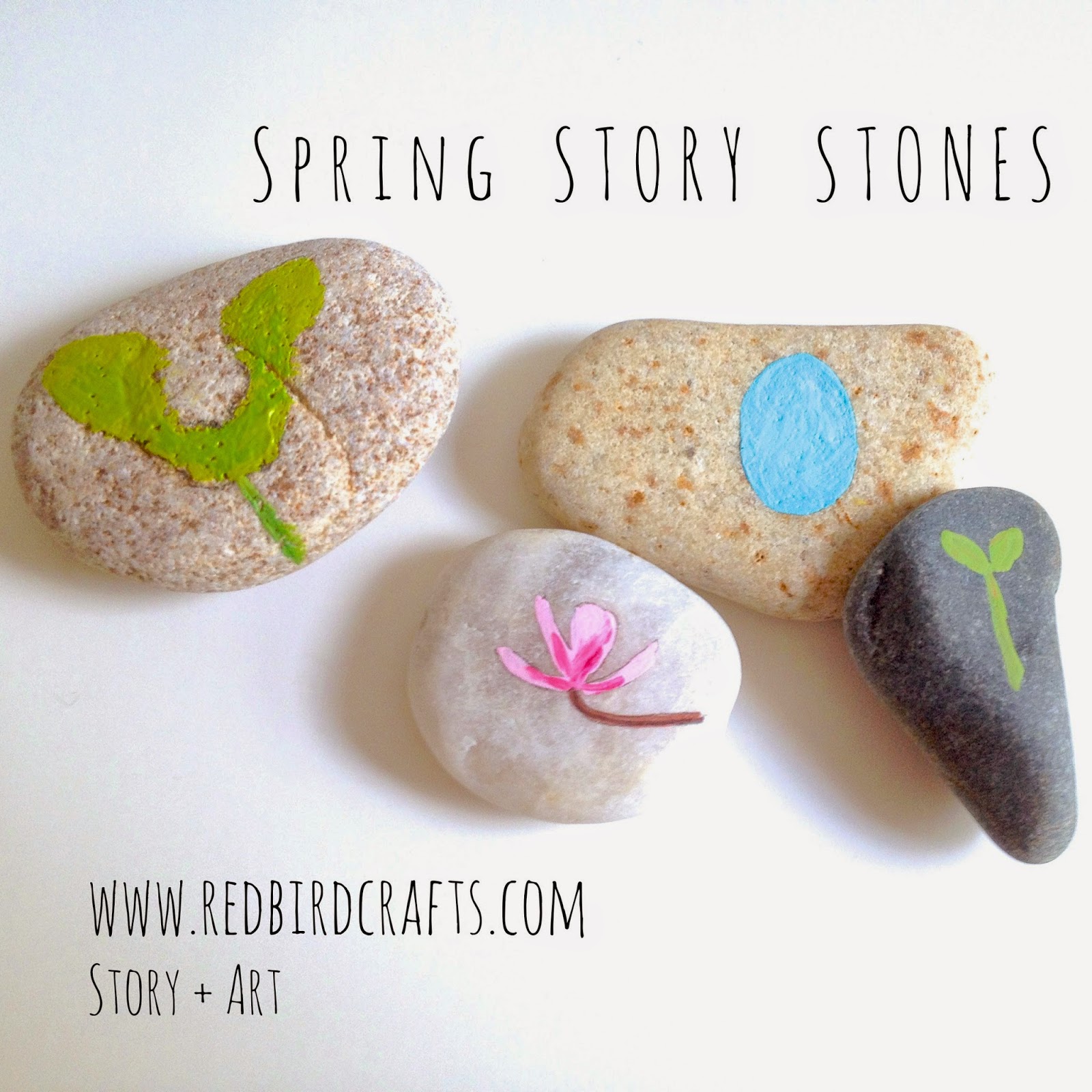 red bird crafts: Spring Story Stones