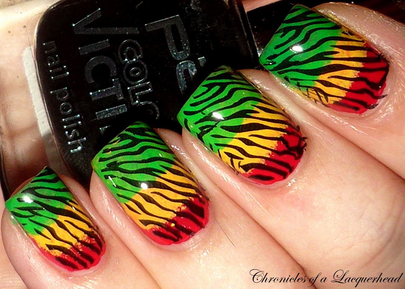Chronicles of a Lacquerhead: Reggae Zebra Nail Art