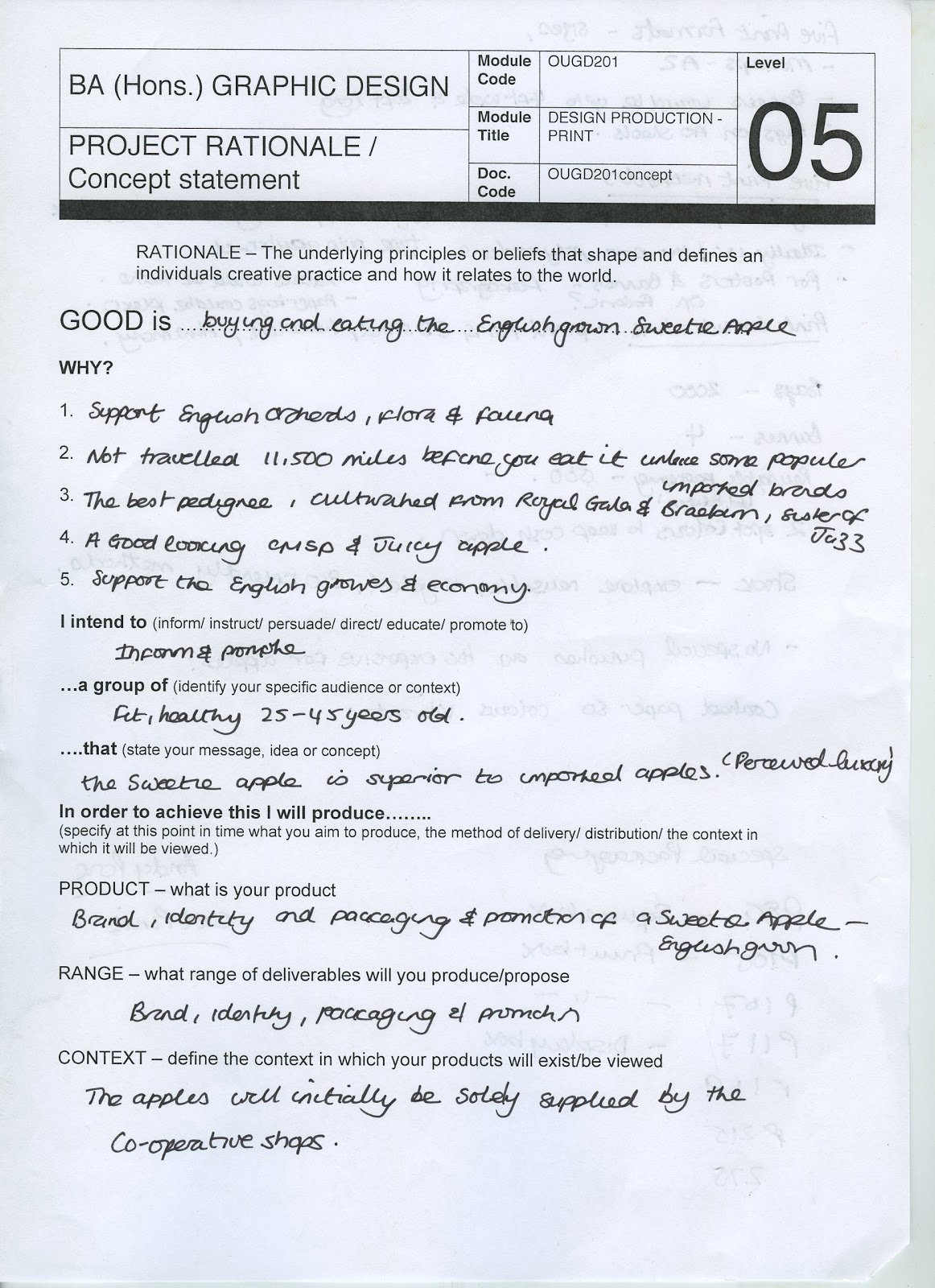 Design Practice: Final project rationale