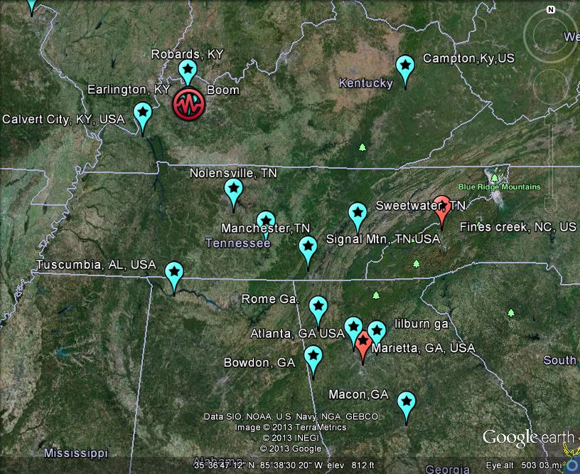 The Latest Worldwide Meteor/Meteorite News: MBIQ Detects TN GA KY OH AL ...