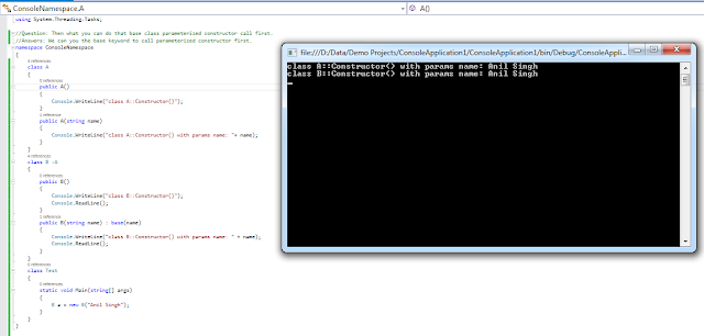 How to call base class parameterized constructor first in c#?