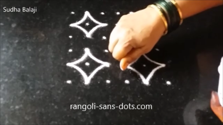 Rangoli designs with dots - 6 dots